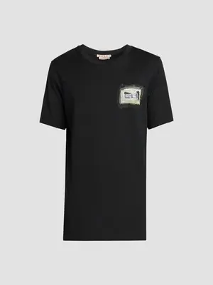 Marni Collage Logo Cotton Crewneck T-shirt - Black