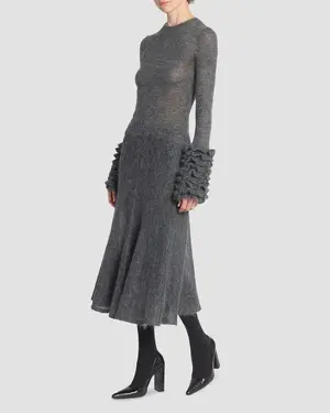 Alaïa Mohair-blend Ruffled Cuff Sweater - Gris Chine