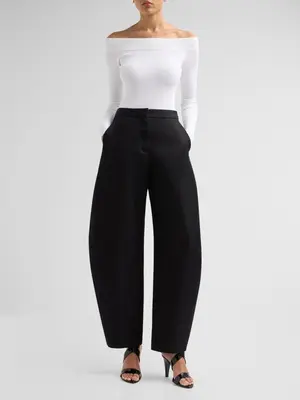 Alaïa Off-the-shoulder Long-sleeve Rib-knit Bodysuit - Blanc