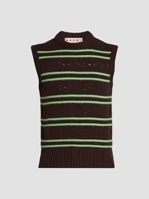 Marni Striped Pointelle-knit Cotton Sweater Vest