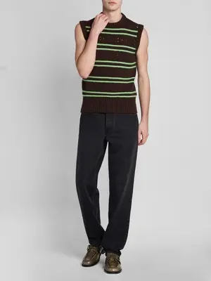 Marni Striped Pointelle-knit Cotton Sweater Vest