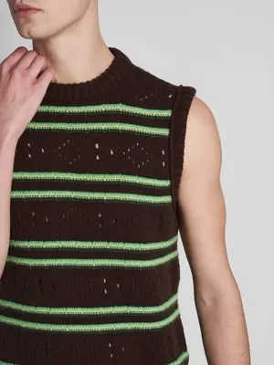 Marni Striped Pointelle-knit Cotton Sweater Vest