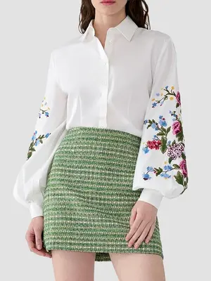 Carolina Herrera Floral-embroidered Cotton Shirt