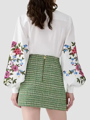 Carolina Herrera Floral-embroidered Cotton Shirt