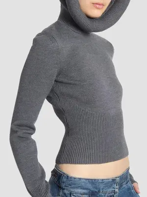 Alaïa Hooded Wool Sweater