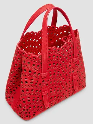 Alaïa Mina 20 Wave Perforated Suede Top Handle Bag - Red