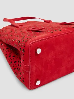 Alaïa Mina 20 Wave Perforated Suede Top Handle Bag - Red