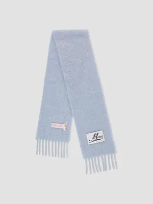 Marni Alpaca Fringe-trim Scarf - Iris Blue Melange