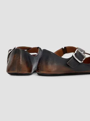 Alaïa Cross-strap Leather Ballet Flats
