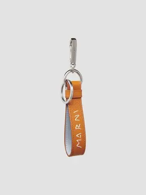 Marni Logo Leather Key Ring - Brick