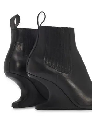 Rick Owens Leather Wedge Ankle Booties