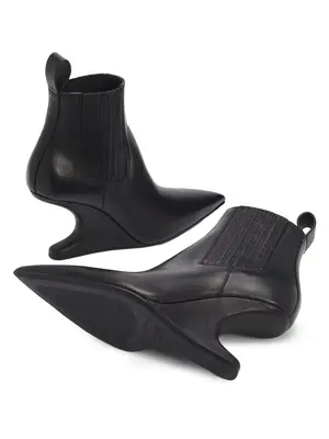 Rick Owens Leather Wedge Ankle Booties