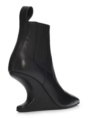 Rick Owens Leather Wedge Ankle Booties