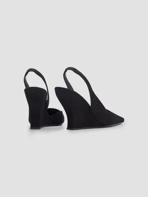 Alaïa 90mm Suede Wedge Slingback Pumps