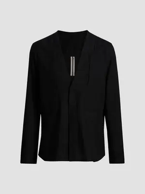 Rick Owens Larry Fogpocket Surplice V-neck Wool Shirt