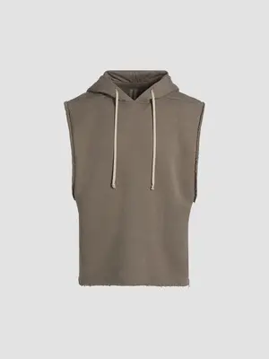 Rick Owens Drawstring Sleeveless Cotton Hoodie