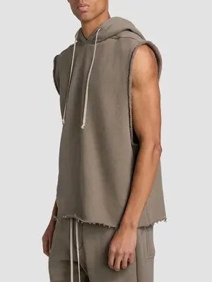 Rick Owens Drawstring Sleeveless Cotton Hoodie