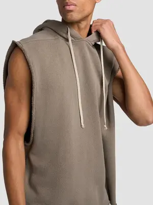 Rick Owens Drawstring Sleeveless Cotton Hoodie