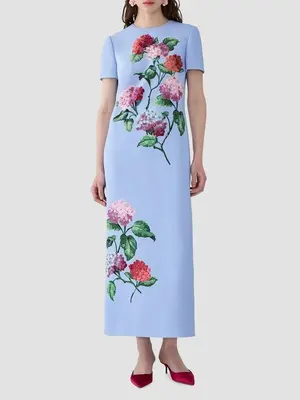 Carolina Herrera Bead-embellished Floral Short-sleeve Dress