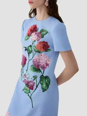 Carolina Herrera Bead-embellished Floral Short-sleeve Dress