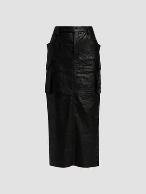 Rick Owens Firbanks Leather Midi-skirt - Black