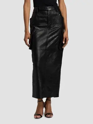 Rick Owens Firbanks Leather Midi-skirt
