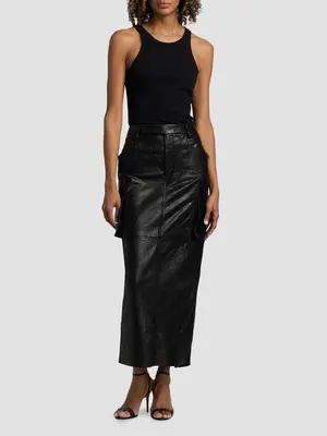 Rick Owens Firbanks Leather Midi-skirt