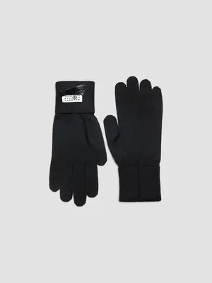 MAISON MARGIELA Logo Patch Wool-nylon Gloves - Black