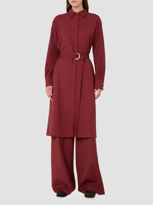 Max Mara Woollen Cloth Shirt Dress - Ruby