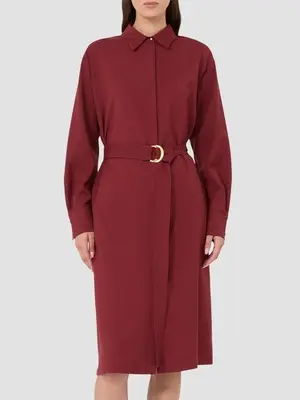 Max Mara Woollen Cloth Shirt Dress - Ruby