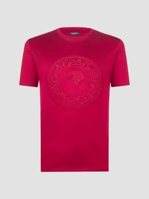 Stefano Ricci Eagle Embroidered Logo T-shirt - Cordovan Red