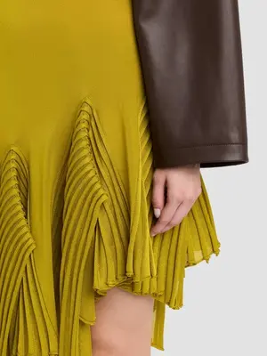 Alaïa Asymmetric Pleated Godet Midi Skirt
