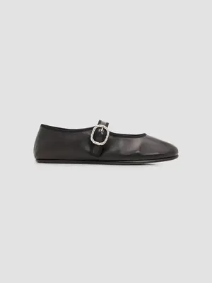 Bottega Veneta Veneziana Nappa Leather Ballerina Flats - Black
