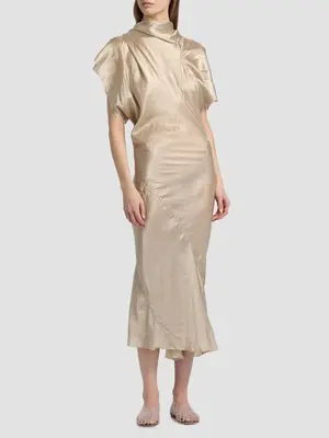 Rick Owens Temple Seb Satin Draped Cocktail Dress