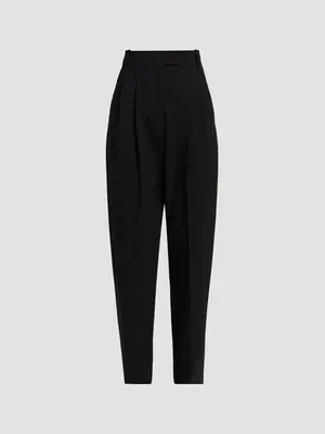 Michael Kors Dru Stretch Virgin Wool Tapered Trousers - Black