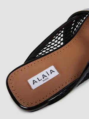 Alaïa Open-knit Fishnet Flat Mules - Noir