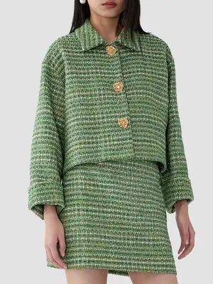 Carolina Herrera Boxy Cotton-blend Crop Jacket