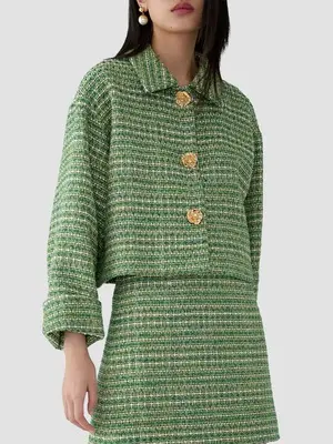 Carolina Herrera Boxy Cotton-blend Crop Jacket