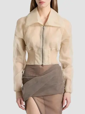 Rick Owens Dracucollar Mesh Crop Bomber Jacket