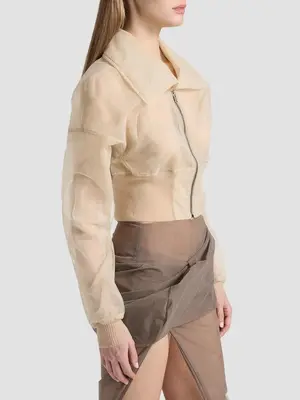 Rick Owens Dracucollar Mesh Crop Bomber Jacket