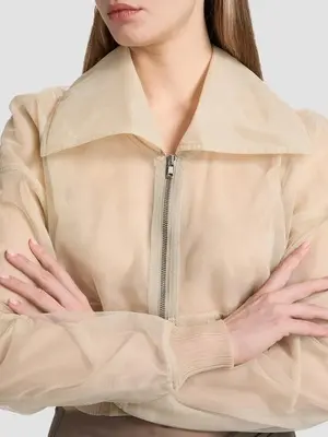 Rick Owens Dracucollar Mesh Crop Bomber Jacket - Sand