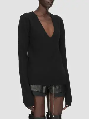 Rick Owens Tommy V-neck Alpaca-blend Sweater