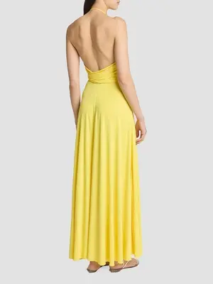 Alaïa Cross Fluid Jersey Maxi Dress