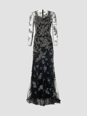 Carolina Herrera Embellished Illusion Trumpet Gown