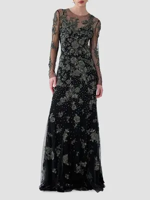 Carolina Herrera Embellished Illusion Trumpet Gown