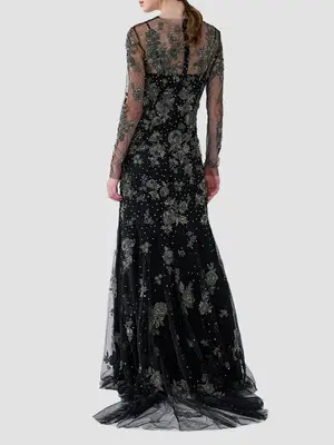 Carolina Herrera Embellished Illusion Trumpet Gown