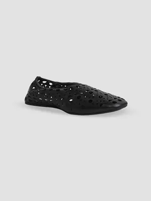 Alaïa Neo Vienne Lacer-cut Leather Flats - Noir