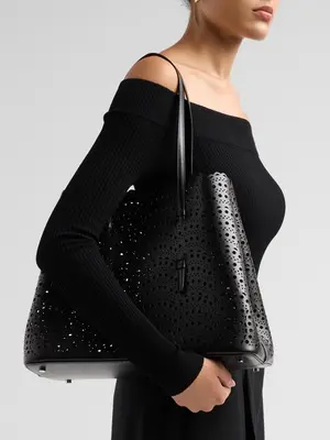 Alaïa Mina Large Eyelet Leather Tote Bag