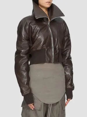 Rick Owens Dracuflight Leather Zip-up Bomber Jacket