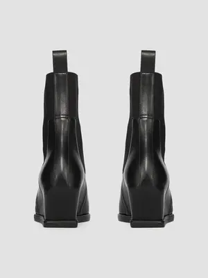 Rick Owens Point Toe Leather Wedge-heel Ankle Boots